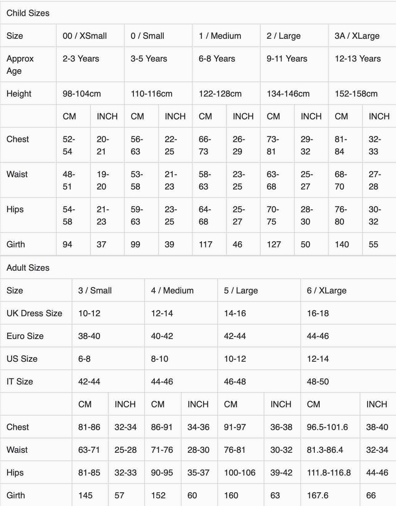 Ballet Shoe Size Chart Women